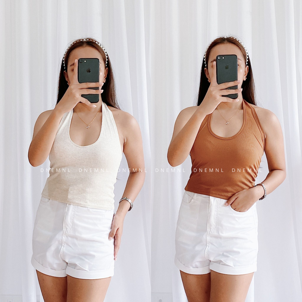 DNEMNLPH Lena Halter Top (Trendy Korean Inspired Top For Women Cropped ...