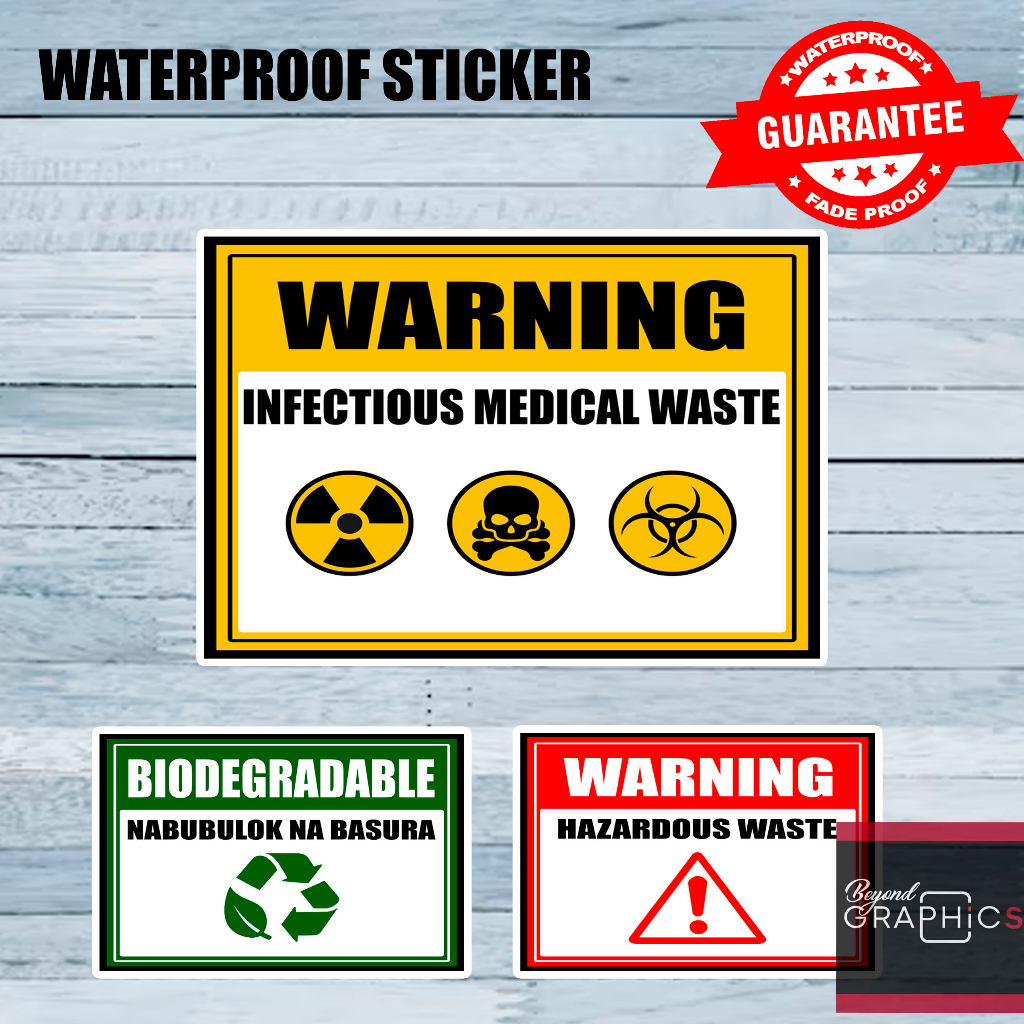 BG Trash Bin Sticker PVC I Metal Sheet Sign Waterproof Fadeproof ...