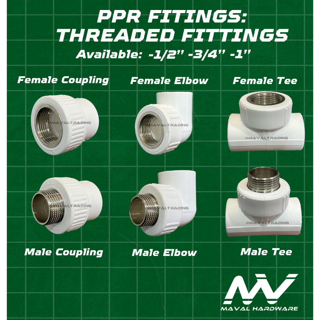 PPR Threaded Fittings:Male & Female Elbow /Male & Female Coupling /Male ...