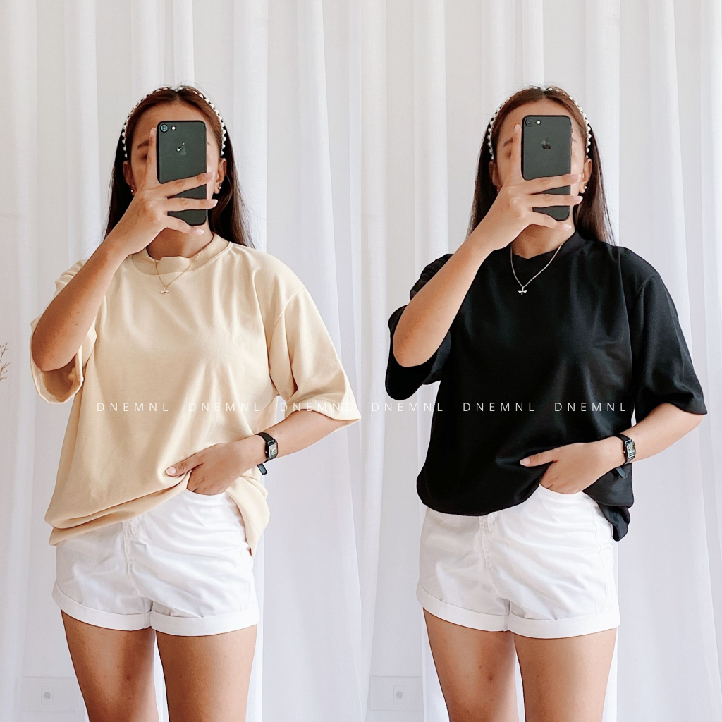 DNEMNLPH Oversized Unisex Tshirt - Trendy Korean BKK Pro Club Crewneck Roundneck Men Plain Basic ...