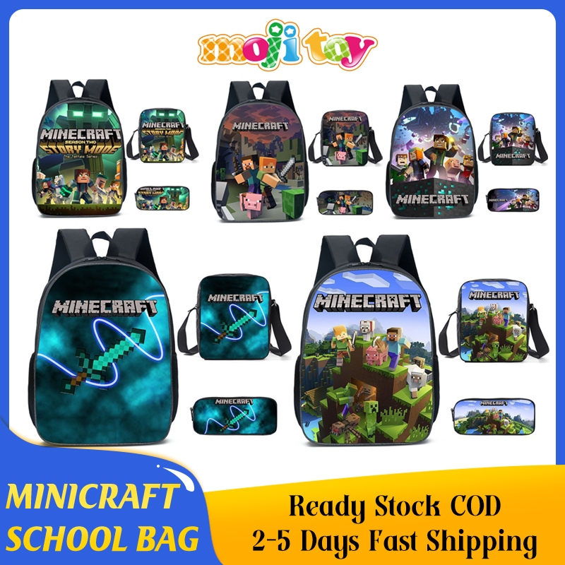 3pcs Minecraft School Bag Meal Bag Pencil Case Set Student Bag For Kids ...