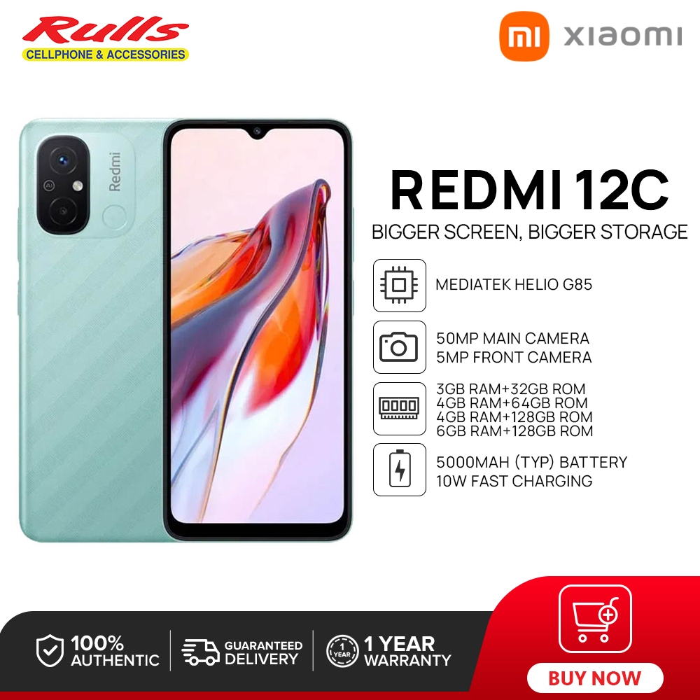 Xiaomi Redmi 12C Smartphone | 3GB+32GB, 4GB+64GB, 4GB+128GB, 6GB+128GB | Shopee Philippines
