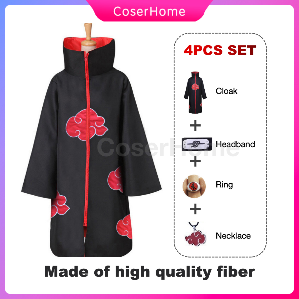 Naruto Costume Akatsuki Cloak for Kids Adult Jacket Men Cosplay sasuke ...