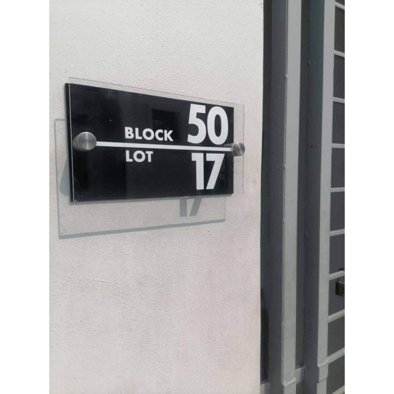HOUSE NUMBER/BLK AND LOT SIGNAGE 5"X9" DOUBLE ACRYLIC WITH TOX BOLTS ...