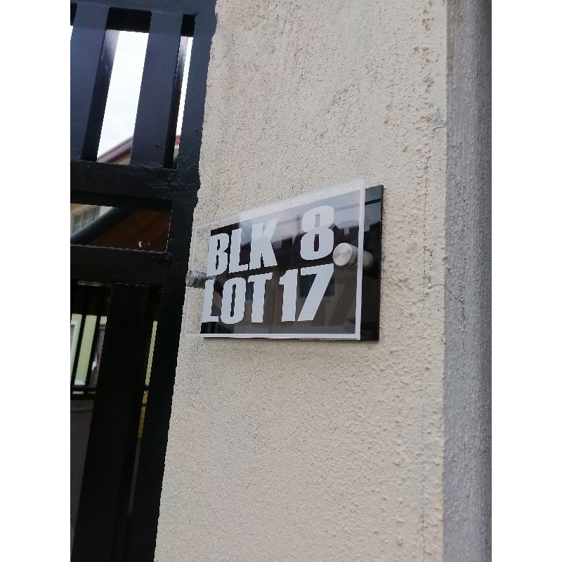 HOUSE NUMBER/BLK AND LOT SIGNAGE 5"X9" DOUBLE ACRYLIC WITH TOX BOLTS ...