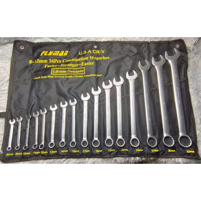 Flyman Tools Usa 16 PCS. Combination Spanner Wrench Set 8mm To 32mm ...