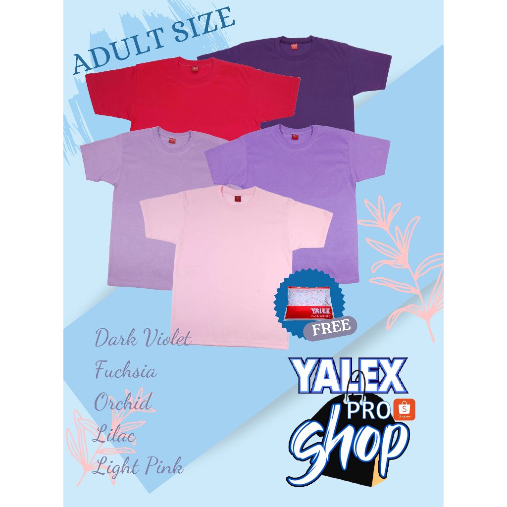 YALEX T-SHIRTS PLAIN PINK-VIOLET SERIES /ADULT/ RED LABEL ROUND NECK ...