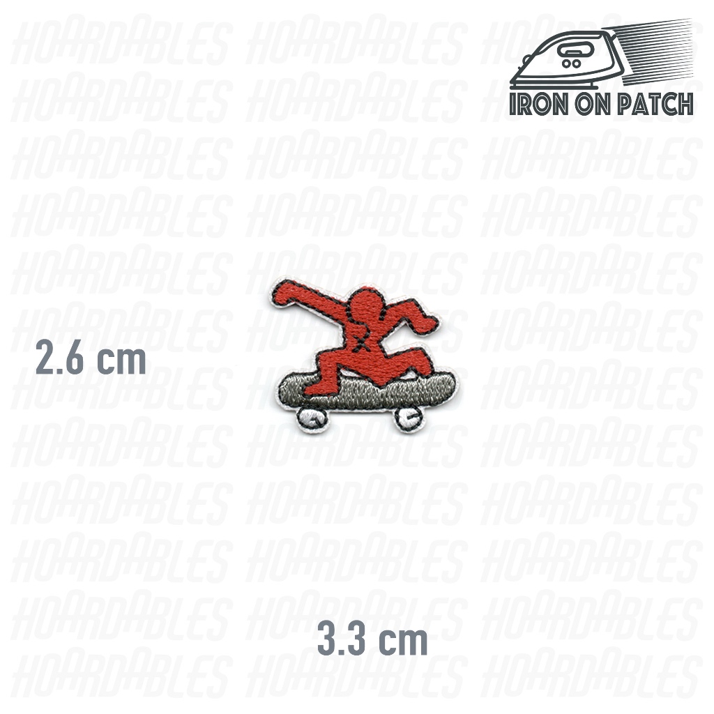 Keith Haring Red Grey Skateboard Art Iron on DIY Decor Embroidered ...