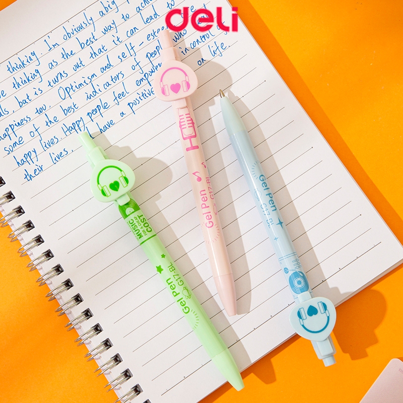 Deli Press Gel Pen 0.5mm Bullet Head Student Writing Pen | Shopee ...