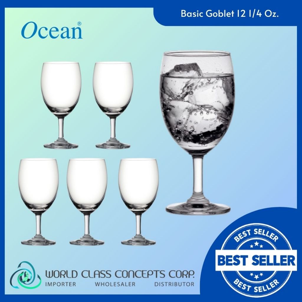 Ocean Glassware Basic Goblet Water and Juice Drinking Glass 350 mL (Set ...