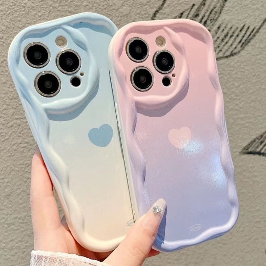 Gradient Wavy Curved Edge Case for iPhone 11 12 13 14 15 Pro Max XR XS ...