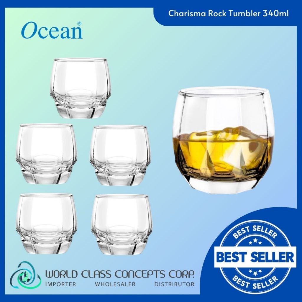 Ocean Glassware Charisma Whisky Rock Glass Drinking Glass 340 mL (SET ...