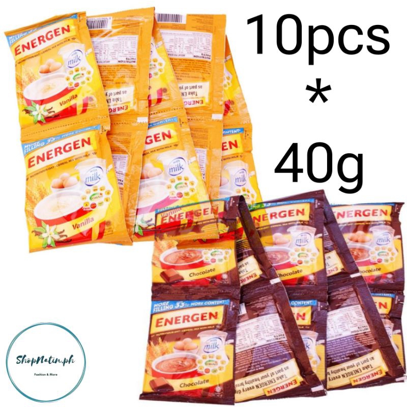 Energen Chocolate Vanilla Cereal Drink 10pcs*40g Each | Shopee Philippines