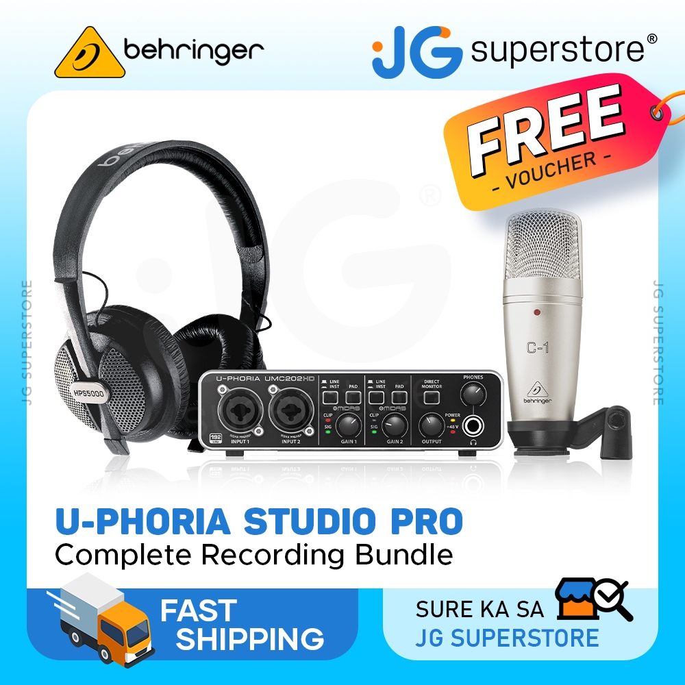 [CLEARANCE] Behringer U-Phoria Studio Pro Recording Bundle, USB Audio ...