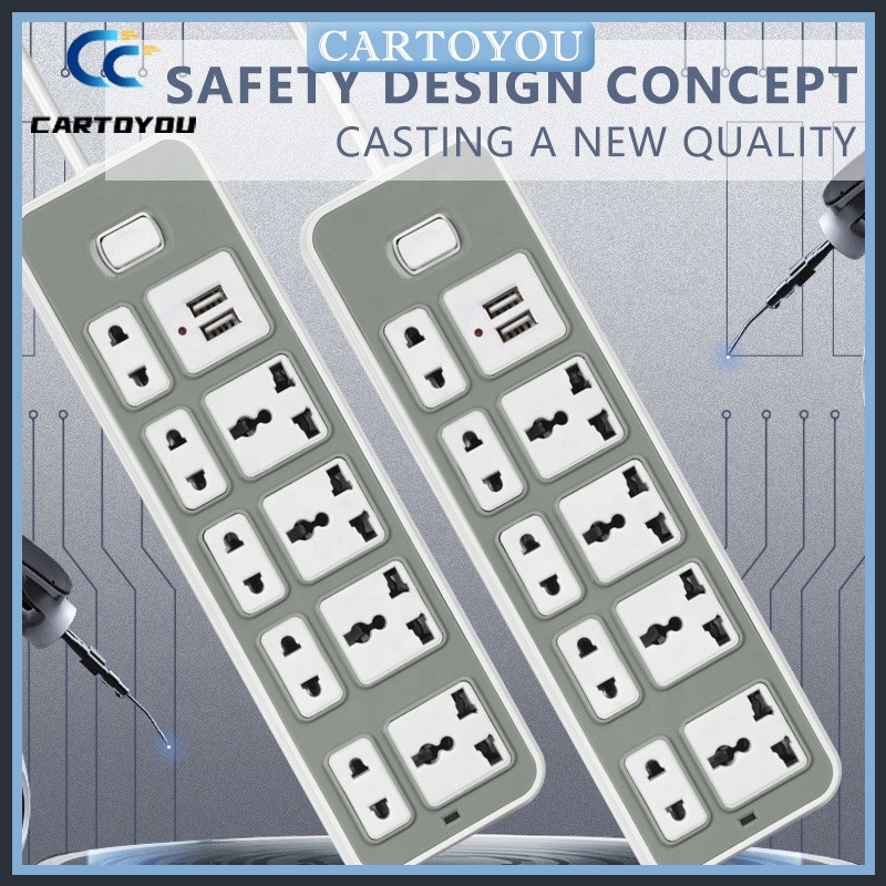 Original Heavy MultiFunction Sockets Strip with 9 Power Socket + 2 USB ...