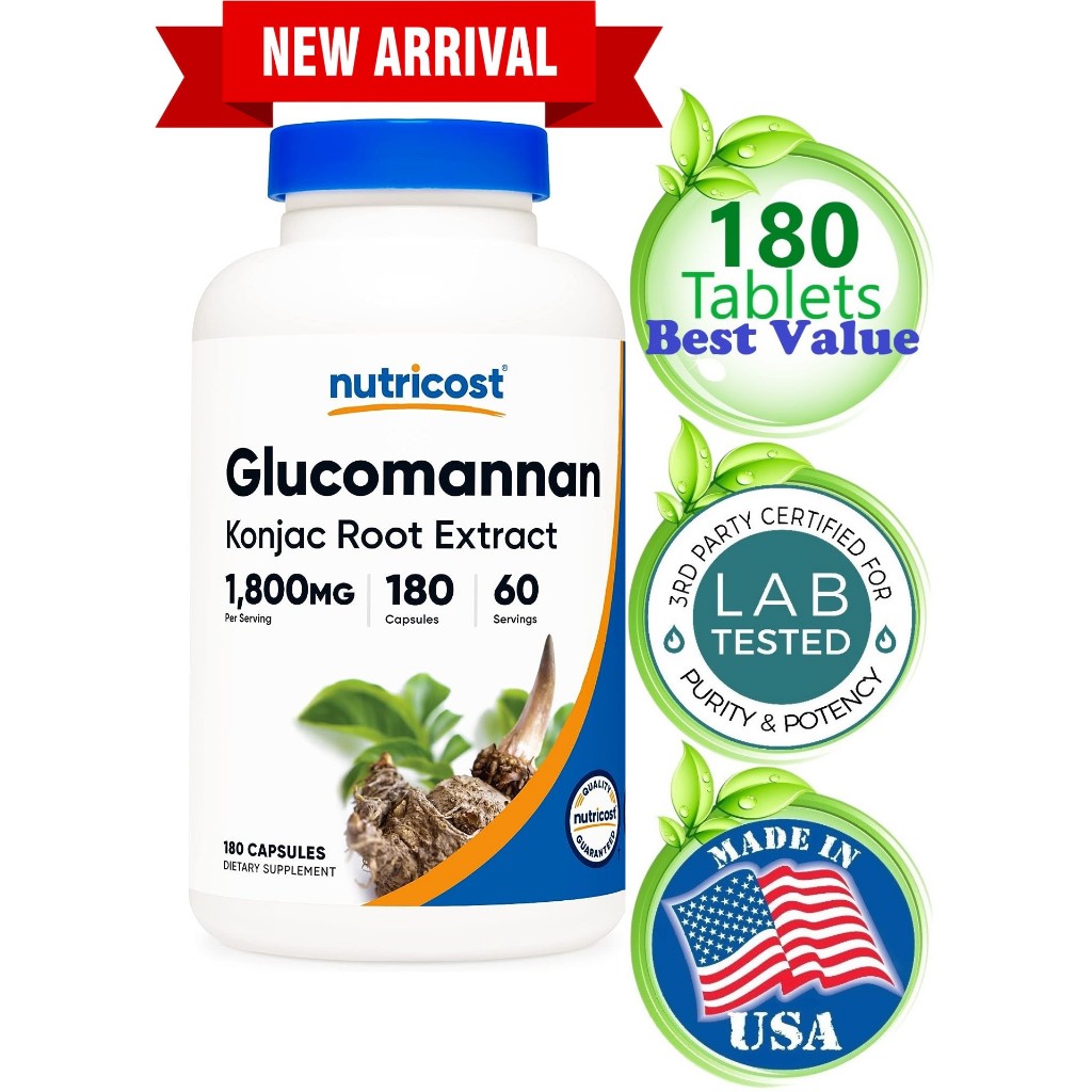 180 Caps Glucomannan Konjac Root 1,800mg Per Serving - Natural Fiber ...