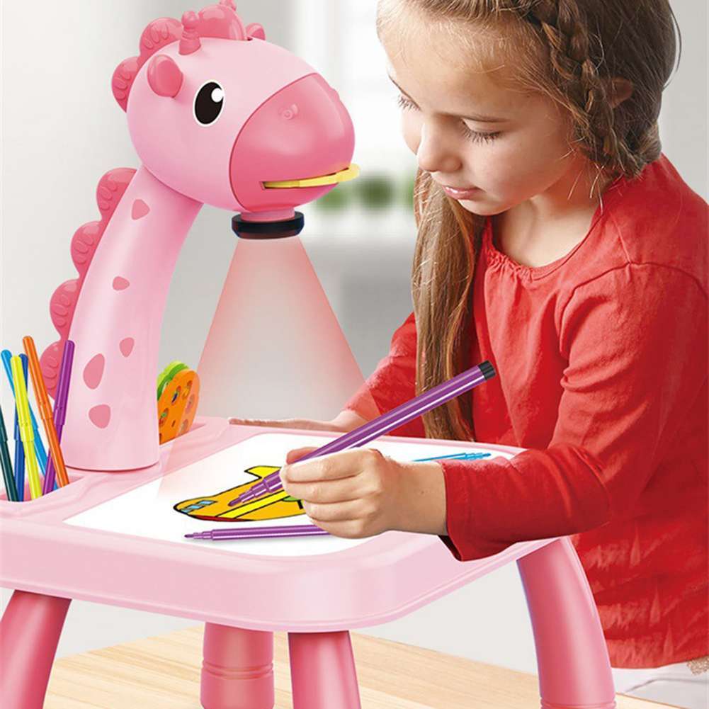 Kids LED Projector Drawing Table Toy Set Table Painting Board Desk ...