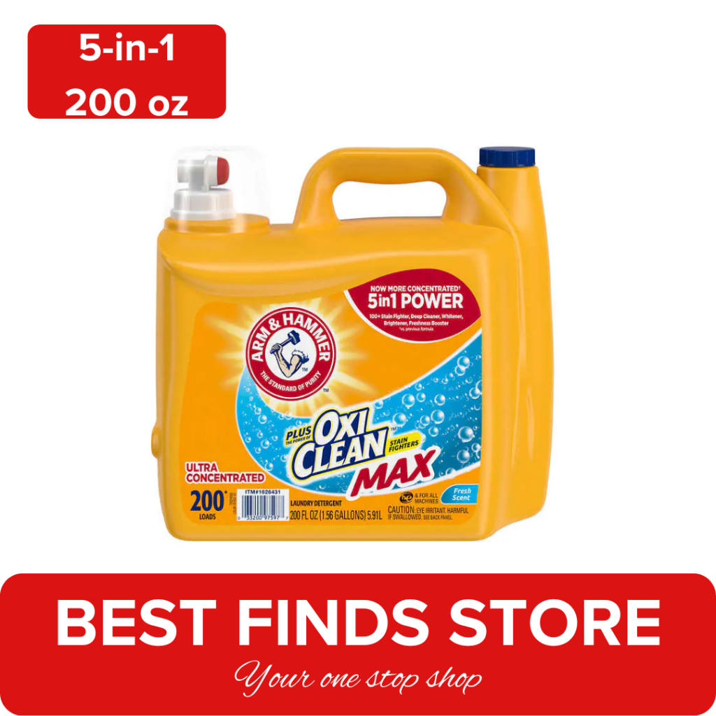 Arm & Hammer Plus OxiClean Max 5-in-1 HE Liquid Laundry Detergent ...