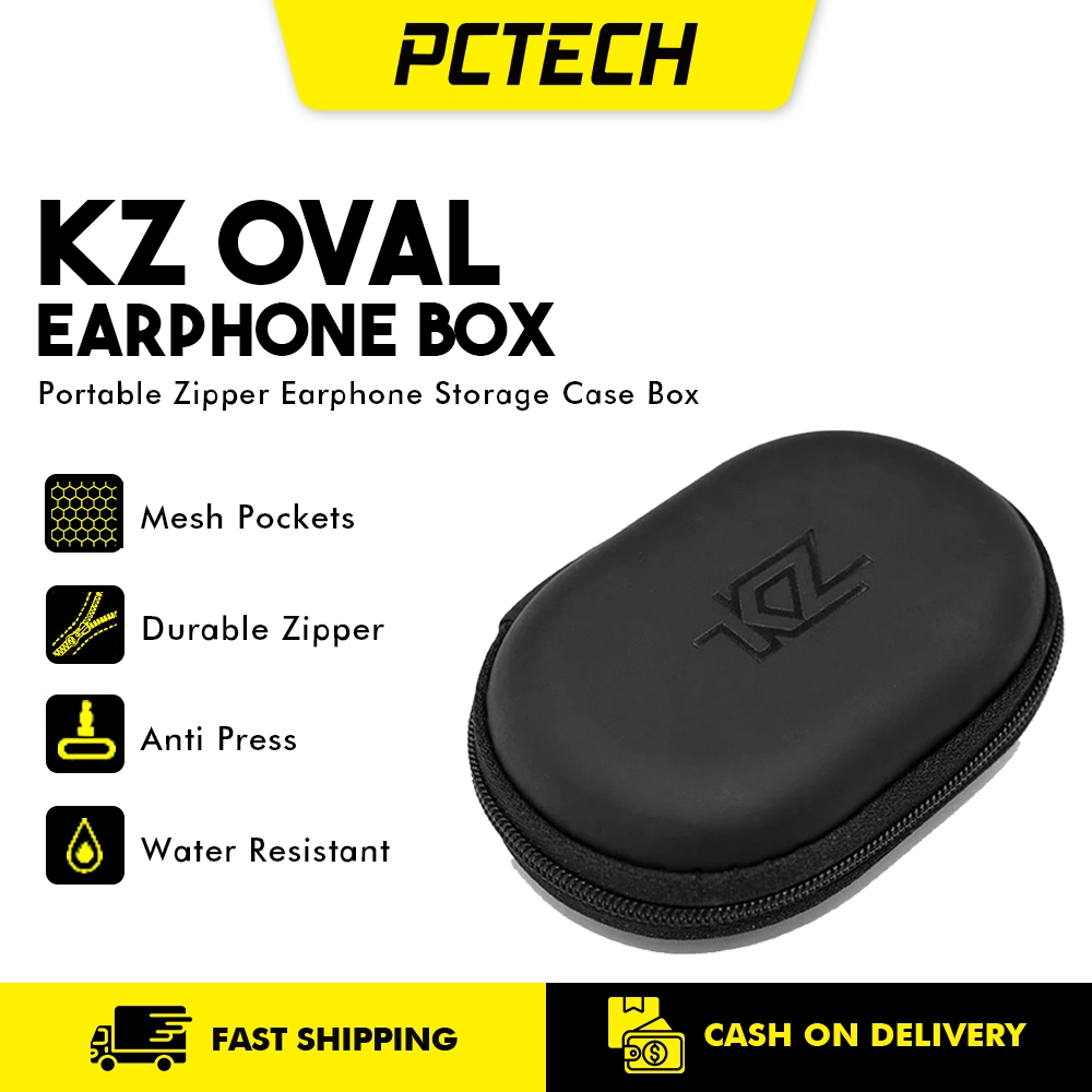 KZ Oval Portable Earphone Storage Box Earbuds Headsets Cable Leather ...