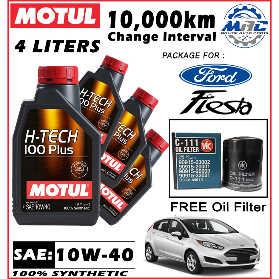 Motul H-Tech 100 Plus 10w40 100% Synthetic 4 LITERS Package For Ford ...