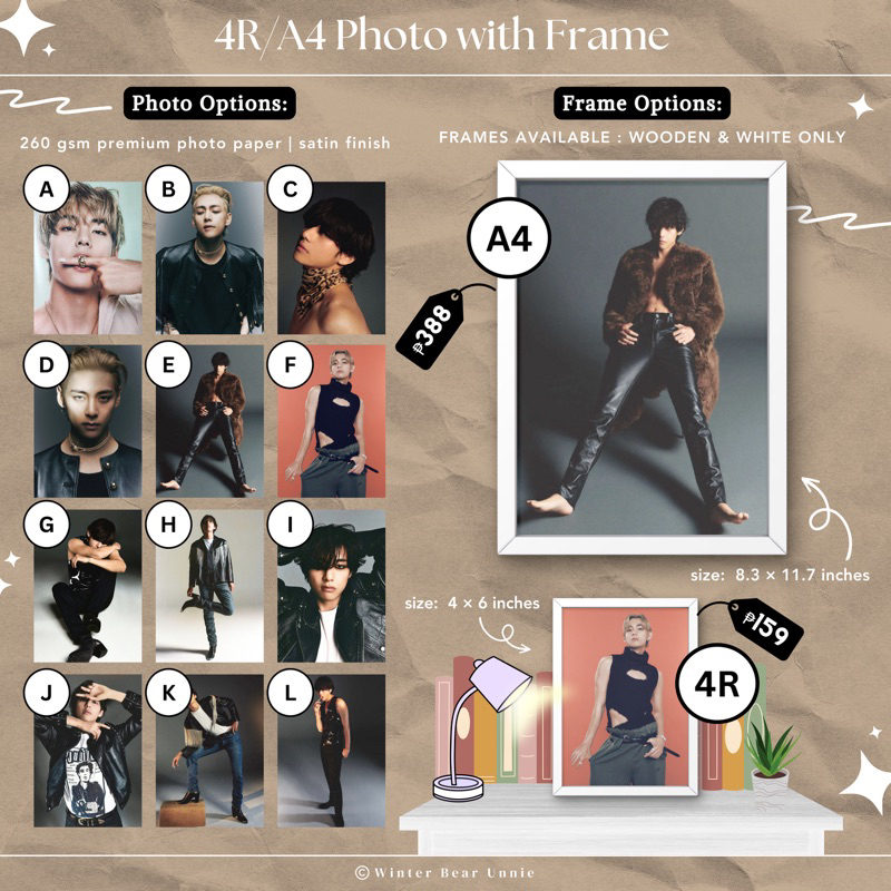 BTS V M A4 4R PHOTO FRAME PRINT | POP W KOREA ARENA CARTIER SEPTEMBER ...