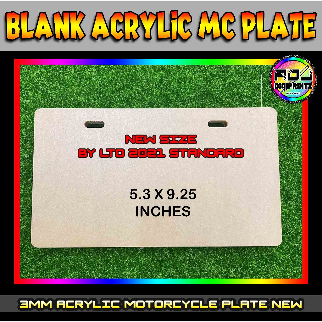 BLANK ACRYLIC MC PLATE NEW 2021 LTO STANDARD FOR MOTORCYCLE | Shopee ...