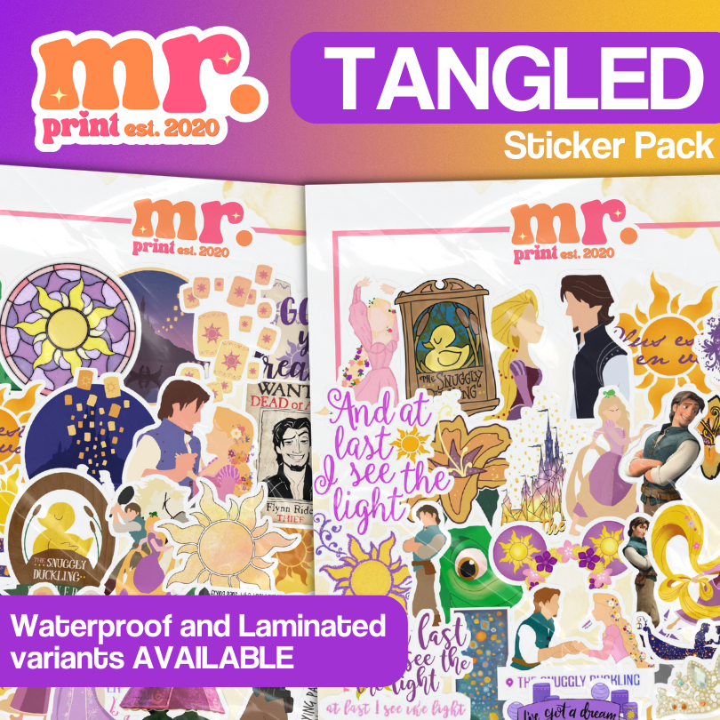 50 PCS| TANGLED STICKERS DISNEY RAPUNZEL WATERPROOOF STICKERS FOR ...