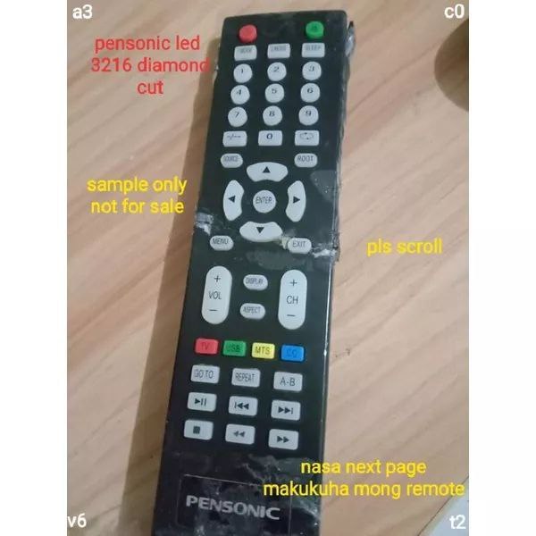 Universal Remote Control for Pensonic LED TV / Pensonic MODEL 1316 1911 ...