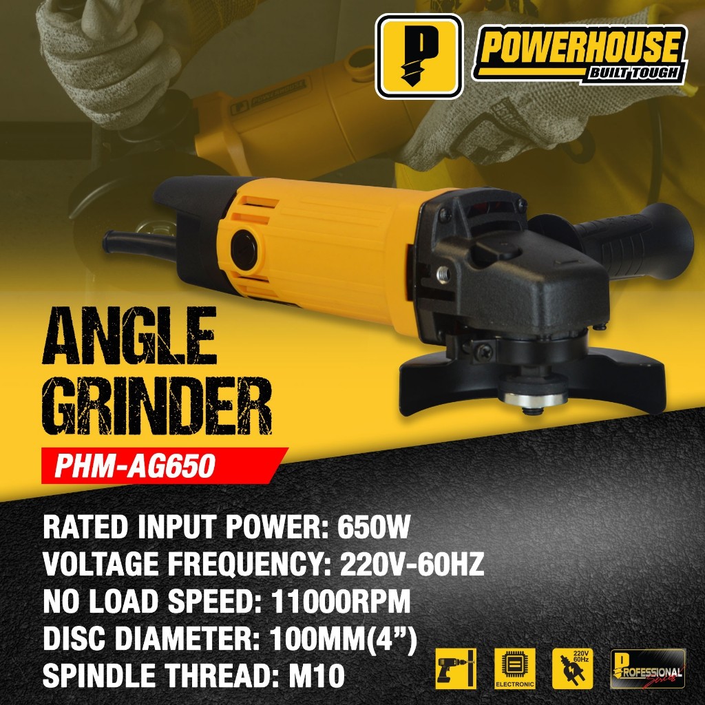 Powerhouse Angle Grinder Torque Force Motor w/ Freebies & Carbon Brush ...