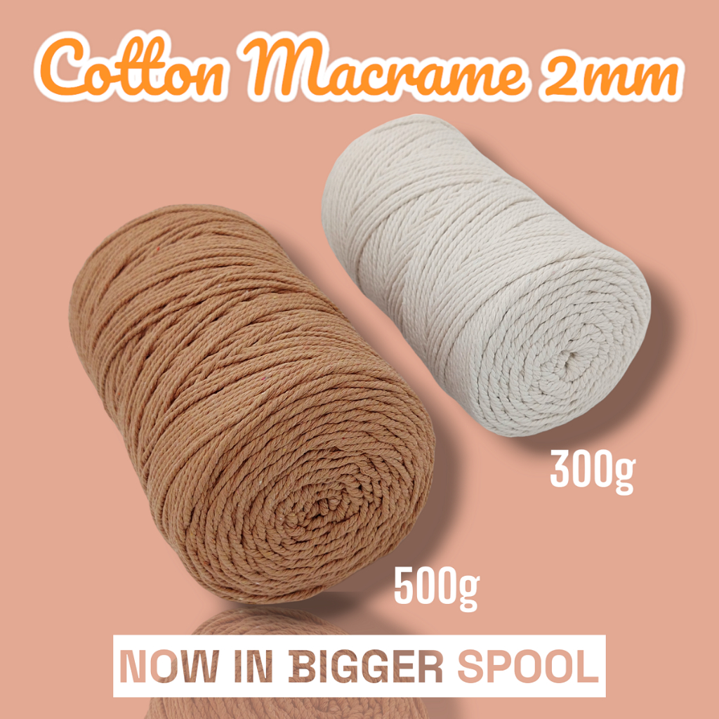 Yarns Art: COTTON CORD/MACRAME CORD 2mm/3 ply SOFT TWISTED NATURAL ...