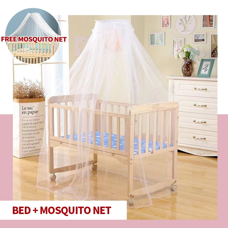 Wooden Crib Wooden Shelf Crib Rocker Crib with Mosquito Net and ...