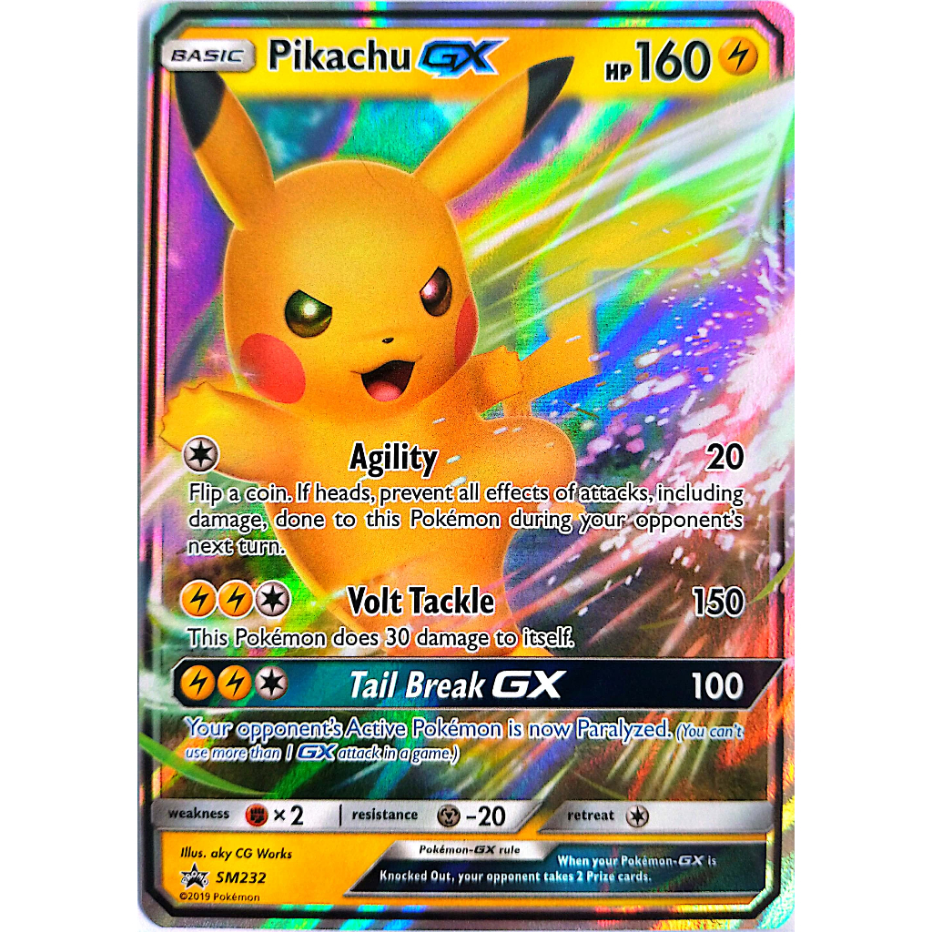Pokemon TCG Pikachu GX SM232 Black Star Promo Full Art Ultra Rare Card ...