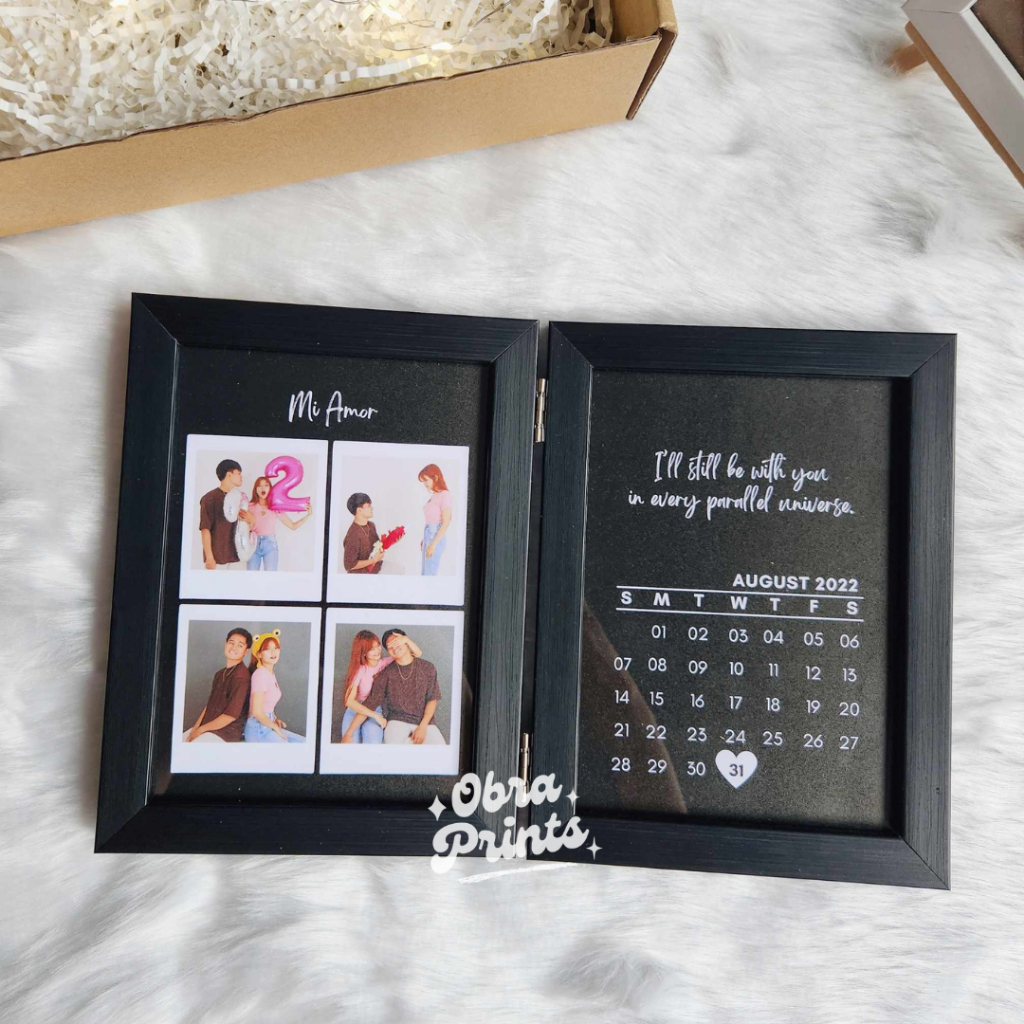 Personalized Black Book Type Calendar Frame | Anniversary Gift by Obra ...