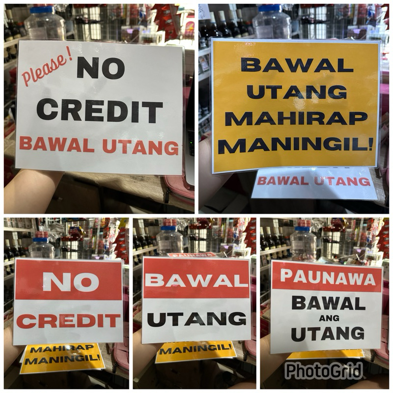 No Credit / Bawal Utang Store Signage ( Laminated ) | Shopee Philippines