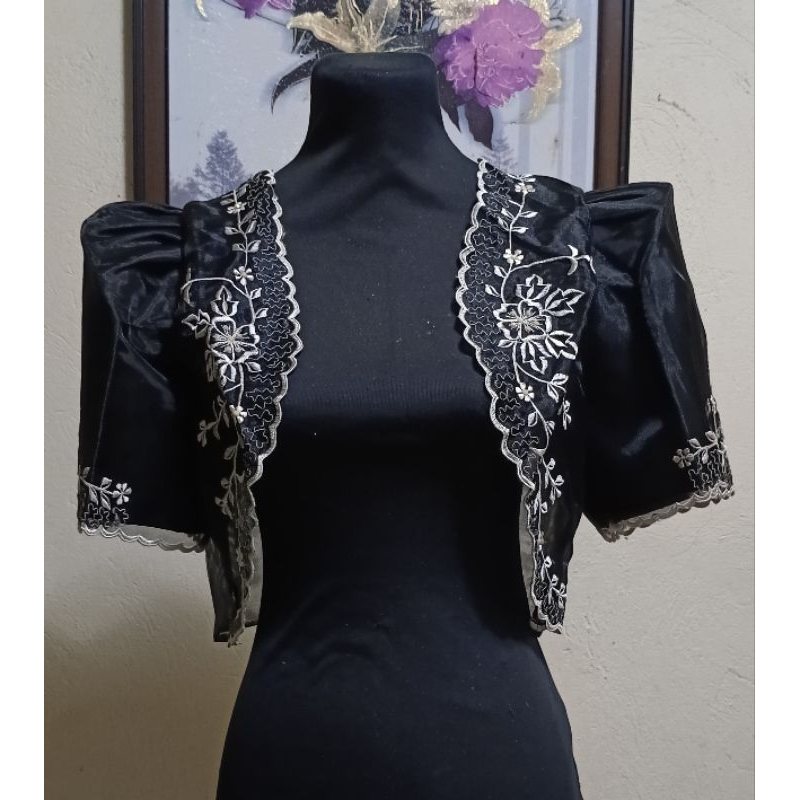 Bolero black filipiniana with burda | Shopee Philippines