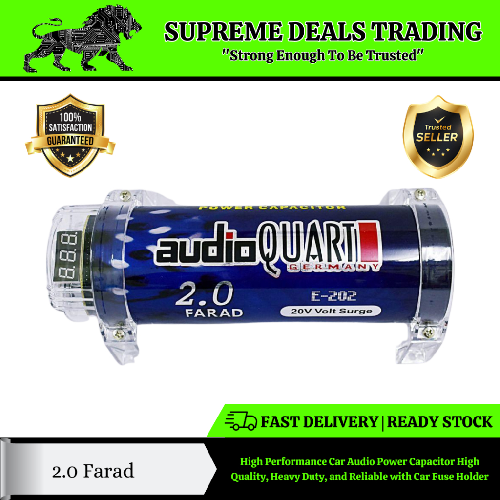 HEAVY DUTY CAR AUDIO POWER CAPACITOR WITH CAR FUSE HOLDER 2.0 FARAD ...