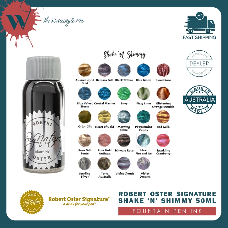 Robert Oster Signature Shake 'N' Shimmy Fountain Pen Ink [Rose Gold ...