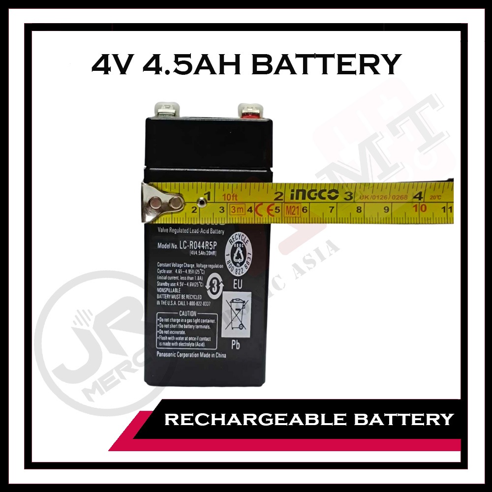 4 Volts Rechargeable Battery Sealed Lead Acid 4V 4.5Ah 20Hr (RB-4V ...