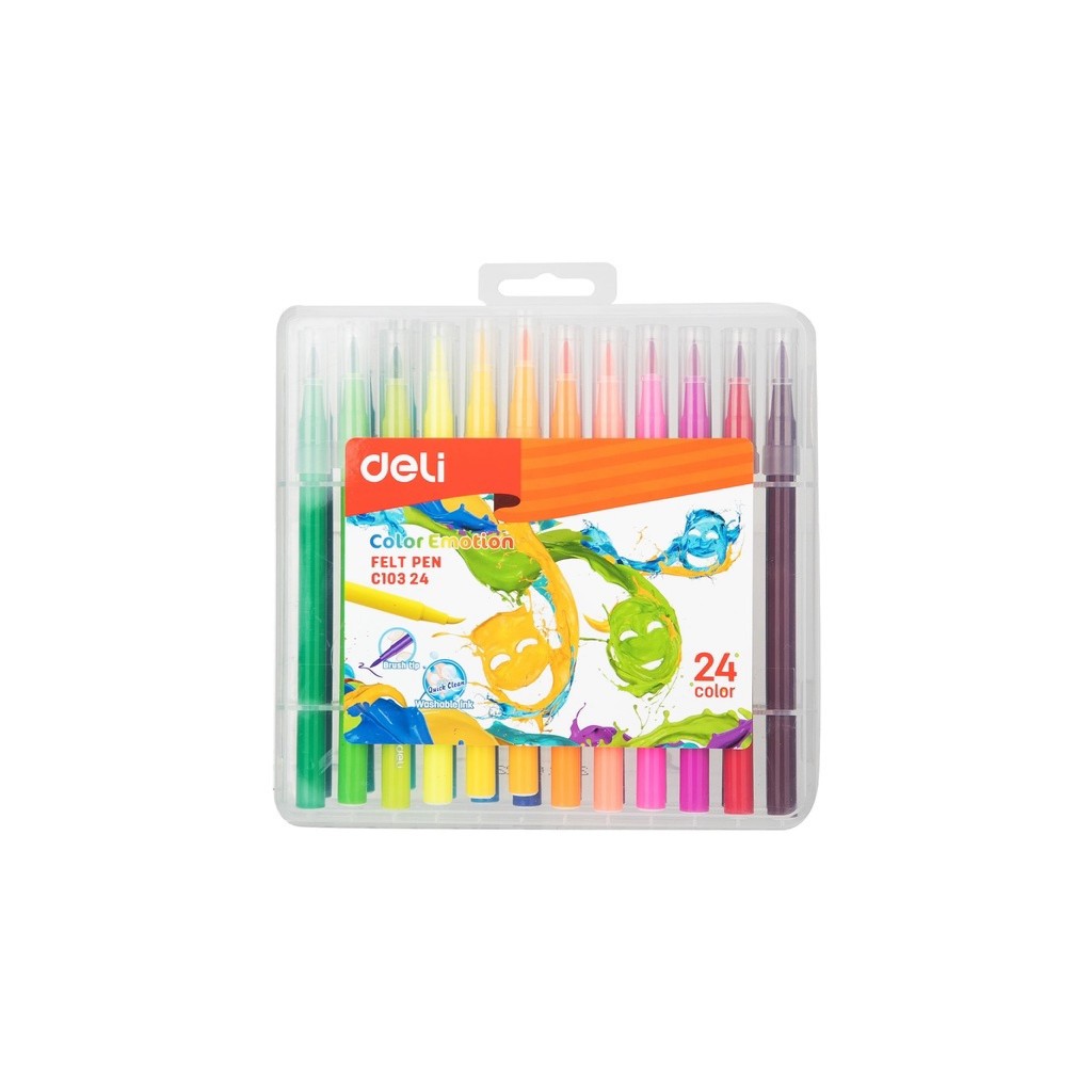 Deli Felt Pen 24 Colors Brush Tip Set (EC10324) | Shopee Philippines