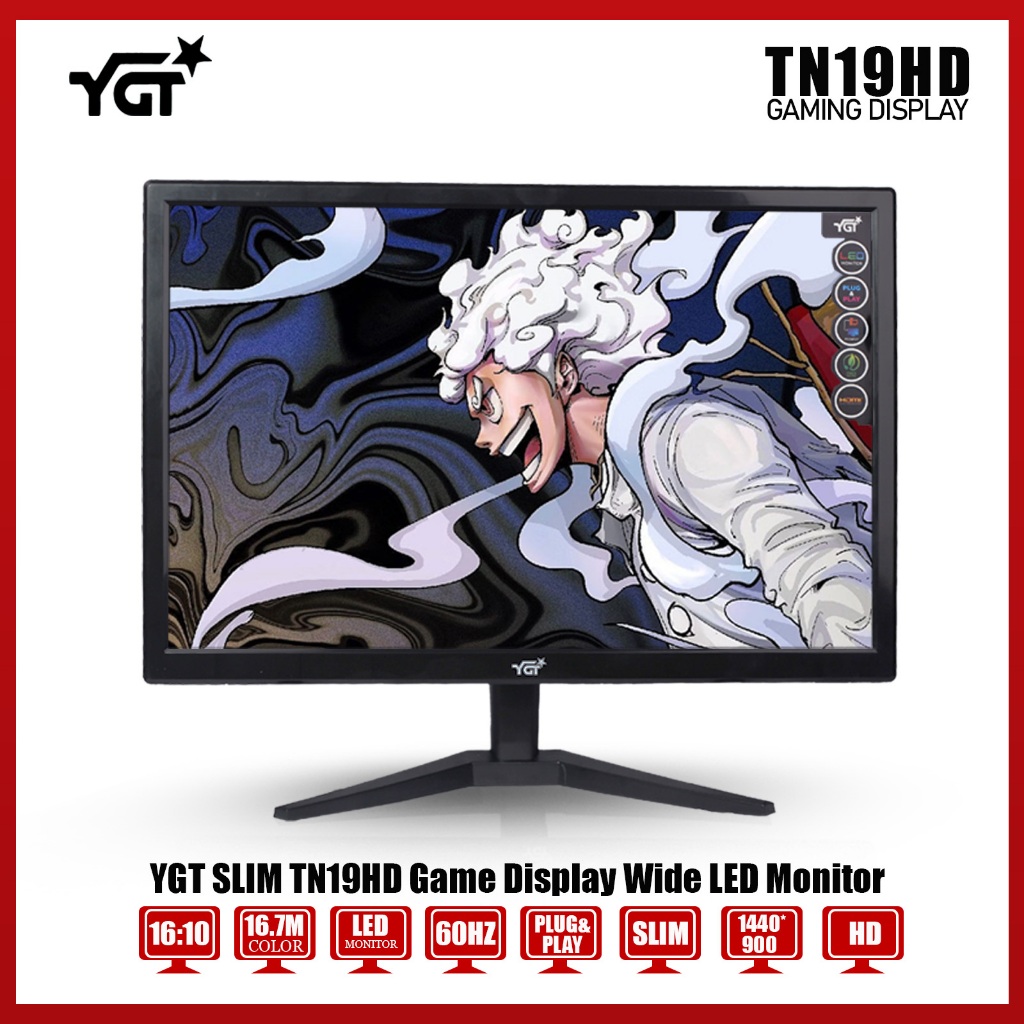 YGT SLIM TN19HD Game Display Wide LED Monitor with VGA/HDMI ports/with HDMI cable | Shopee ...