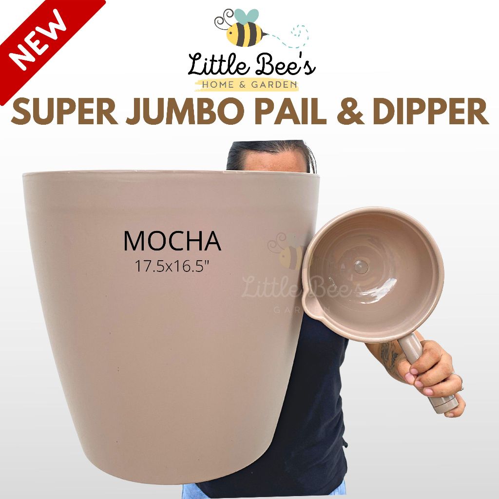 JUMBO Classy Aesthetic Mocha Pail & Dipper | Minimalist Timba & Tabo ...