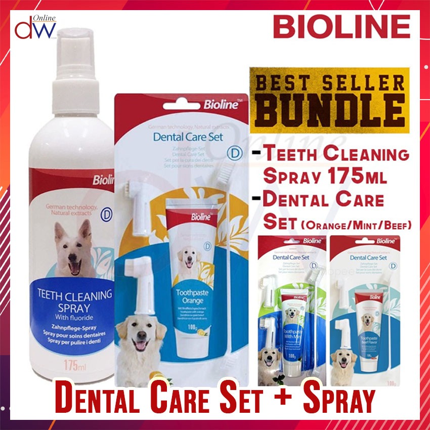 (BUNDLE) Bioline Dog Teeth Cleaning Spray 175ml WITH Bioline Dental ...