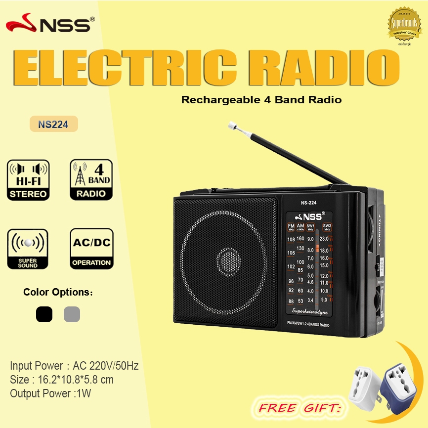 NSS Radio Speaker HI-FI Super Sound FM/AM/SW Portable Rechargeable ...