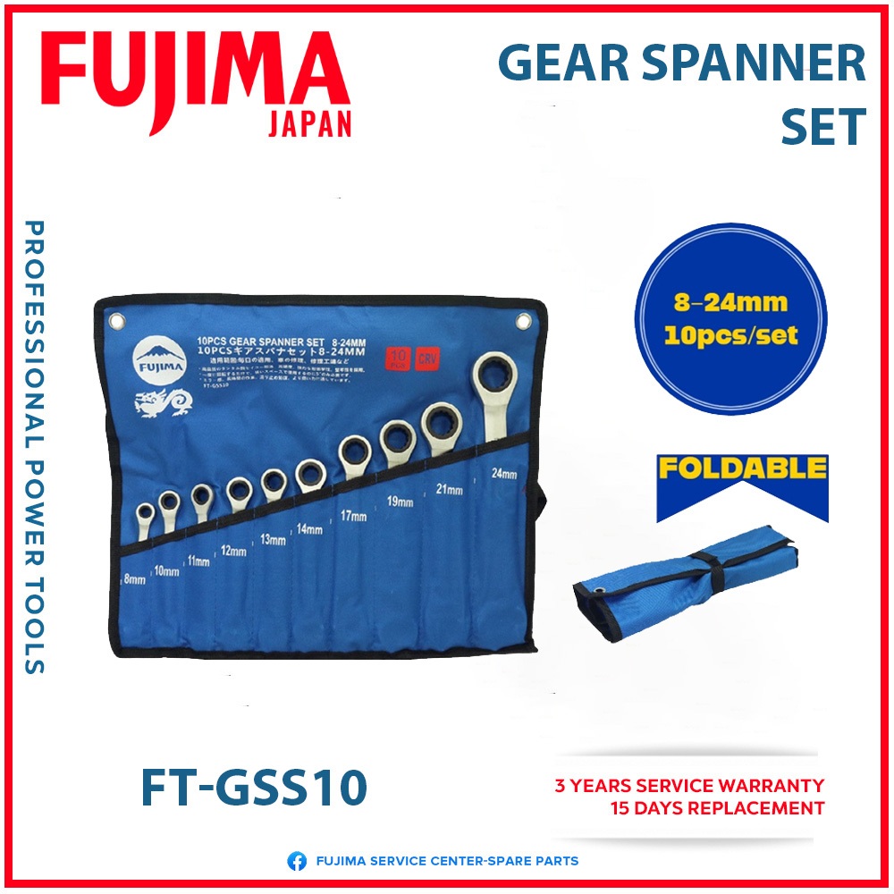 FUJIMA GEAR SPANNER SET COMBINATION WRENCH 8-24mm 10pcs/set / 14pcs/set ...