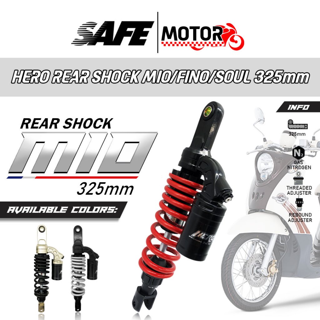 HERO 3685 REAR SHOCK 325mm FOR MIO/FINO/SOUL/FAZZIO/CLICK/BEAT/SKYDRIVE ...