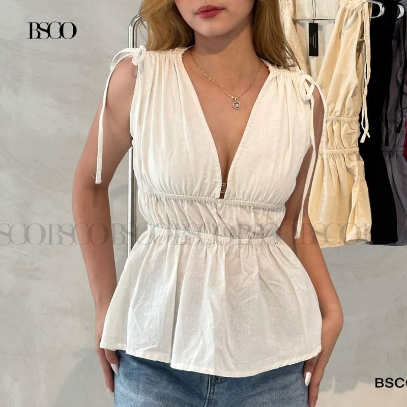 ONHAND BSCO MOLLY RUCHED SIDE GARTERIZED SLEEVELESS TOP - KOREAN ...