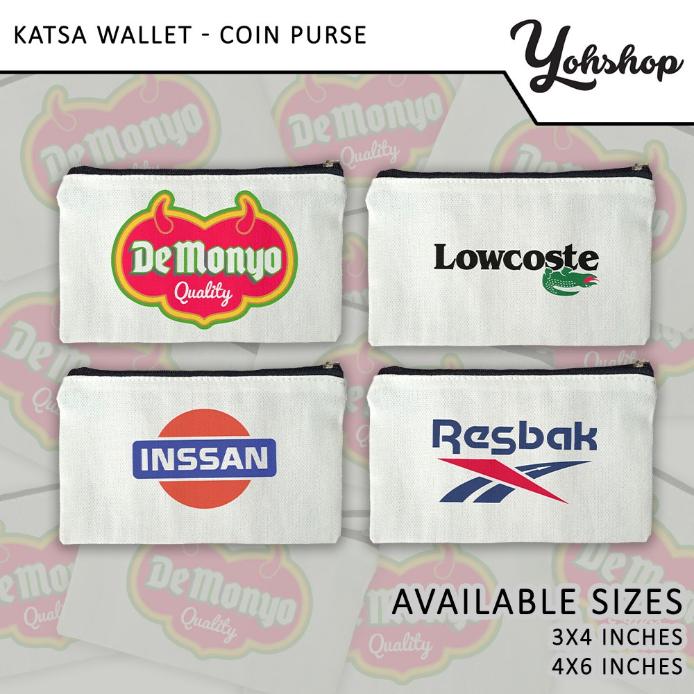High Quality Funny Logo White Canvas Pouch Katsa Wallet Coin Purse ...