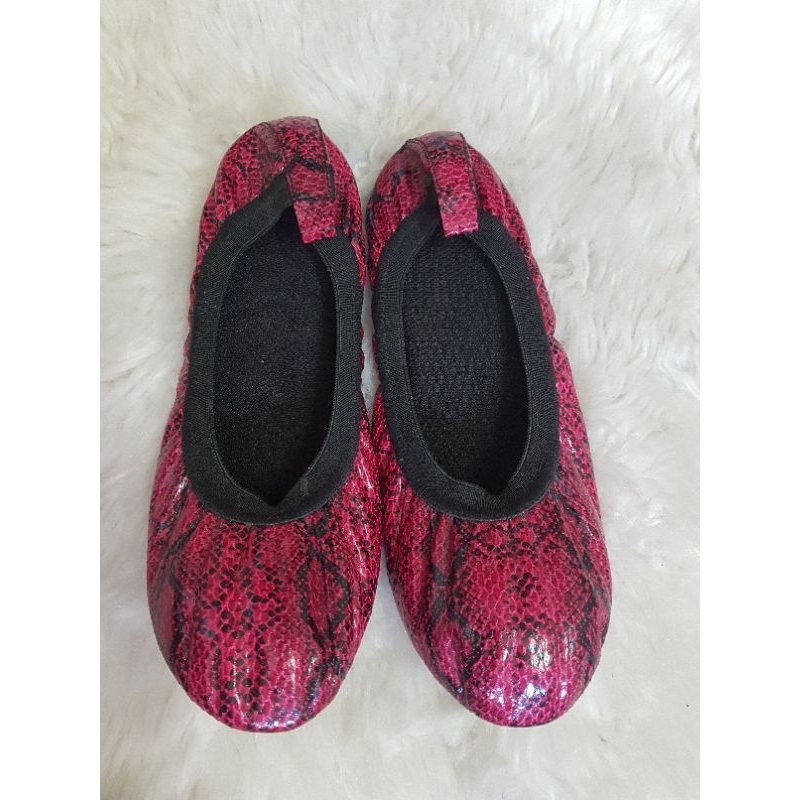 Foldable Garterized Doll Shoes for Women Python Fucshia Pink | Shopee ...
