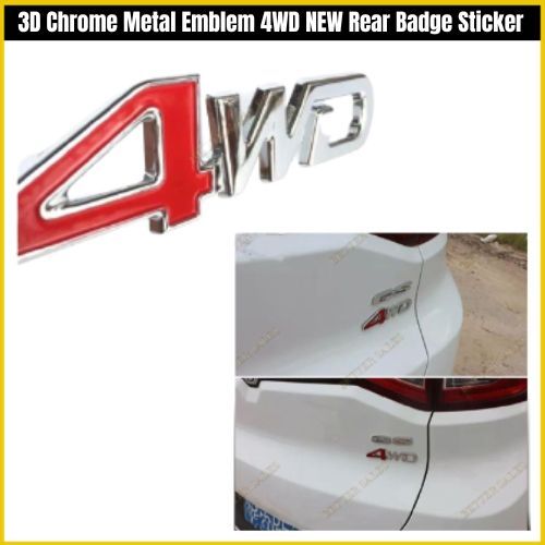 3D Chrome Metal Emblem 4WD NEW Rear Badge Sticker For 4x4 Cars | Shopee ...