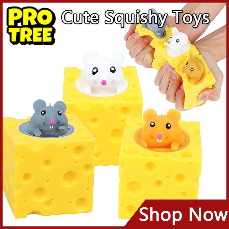 Cute Squishy Toys Cheese Mouse Toys Funny Rat Cup Squeeze Cup Toys for ...